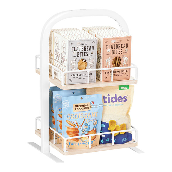 Cal-Mil Newport 14" x 12" x 21" 2-Tier White Metal / White-Washed Pine ...