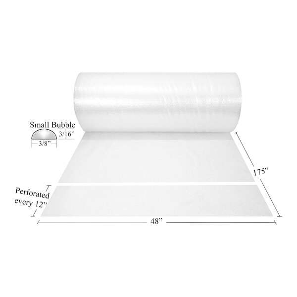 Lavex 48" x 175' Small 3/16" UPSable Perforated Bubble Roll