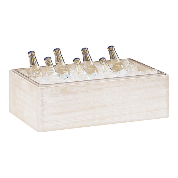 Cal-Mil Newport 20" x 12" x 6 1/2" White-Washed Pine Wood Ice Housing ...