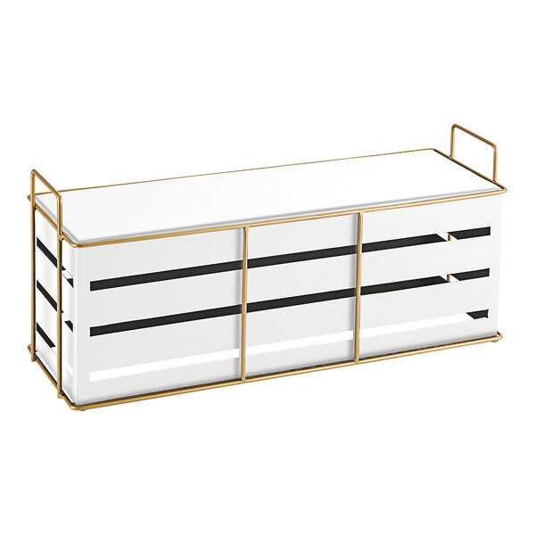 Cal-Mil Empire 20 1/2" x 7" x 9" Rectangle White / Gold Metal Display Riser