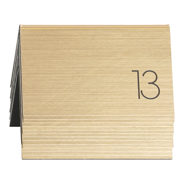 Cal-Mil 5" x 3" Gold / Black Number Table Tents - 1 to 25