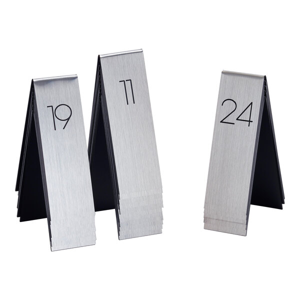 Cal-Mil 1 3/4" x 5" Silver / Black Number Table Tents - 1 to 25