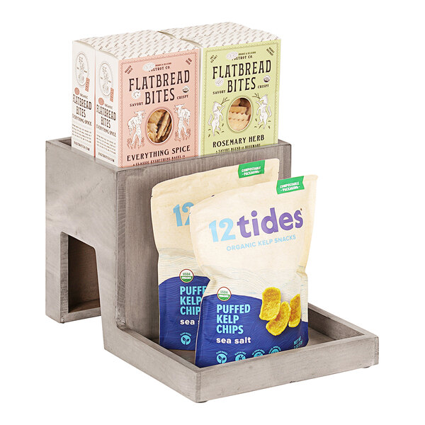 Cal-Mil Aspen 16" x 10" x 9 1/2" 2-Tier Grey-Washed Pine Wood Display ...