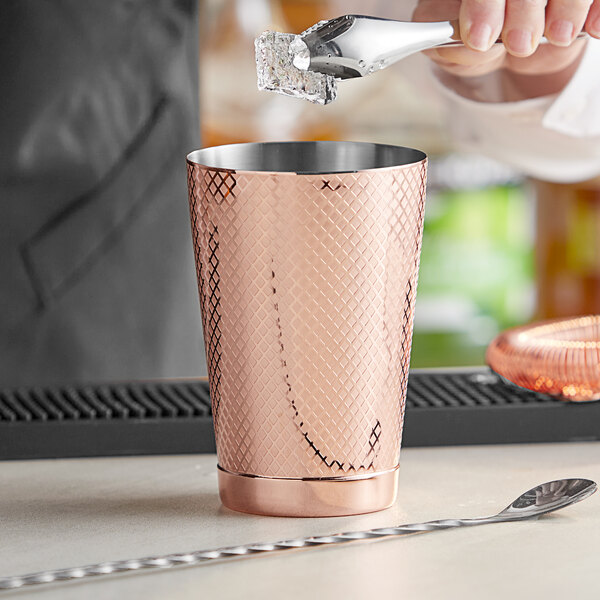 Barfly® 18 oz. Copper Half Size Diamond Lattice Cocktail Shaker M37198CP