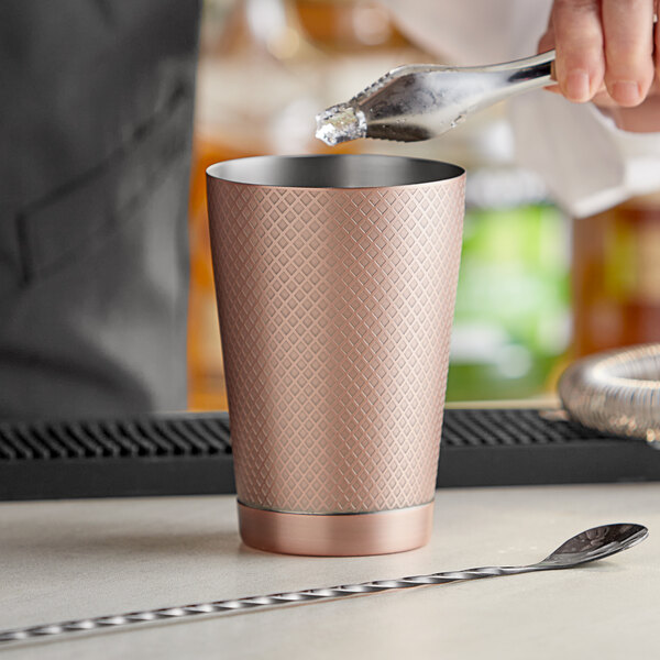 Barfly® 18 oz. Antique Copper Half Size Diamond Lattice Cocktail Shaker ...
