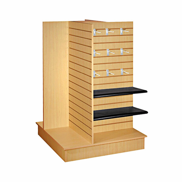 36" x 36" x 54" Maple Wood Quad Slatwall Merchandiser
