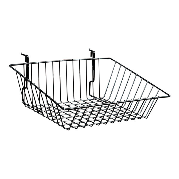 15" x 12" x 5" Black Multi-Purpose Slanted Basket for Slatwall ...