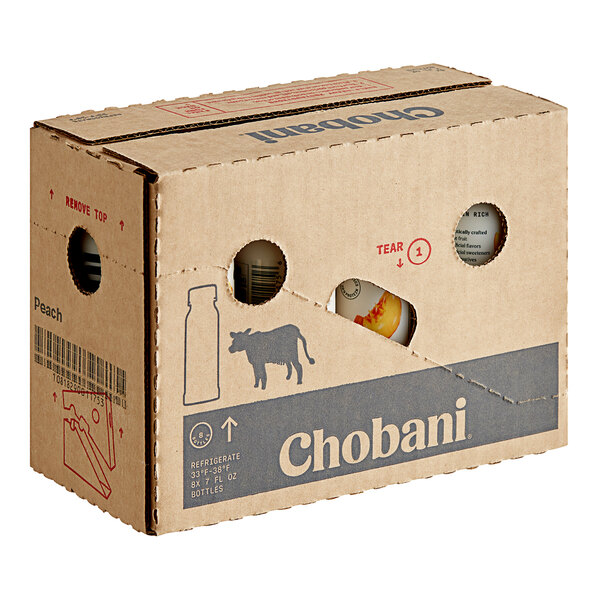 Chobani Low-Fat Peach Greek Yogurt Drink 7 fl. oz. - 8/Case