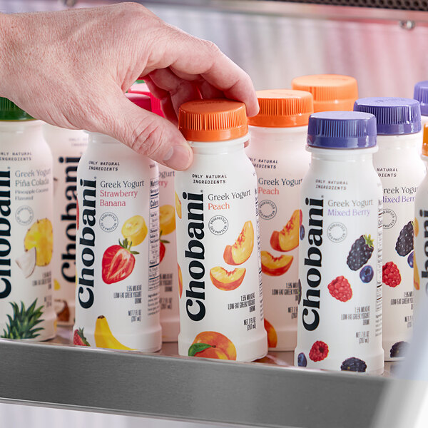 Chobani Low-Fat Peach Greek Yogurt Drink 7 fl. oz. - 8/Case