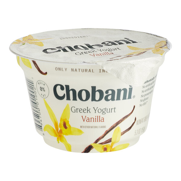 Chobani Non-Fat Vanilla Greek Yogurt 5.3 oz. - 12/Case