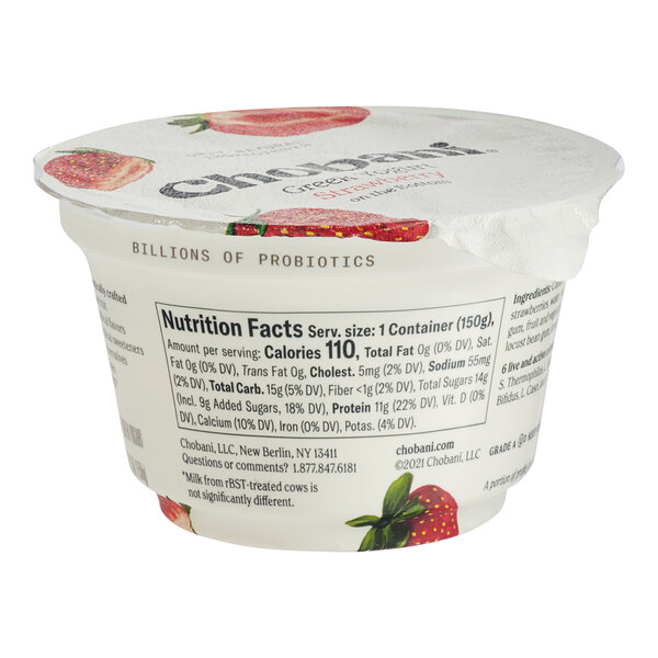 Chobani Non-Fat Strawberry Greek Yogurt 5.3 oz. - 12/Case