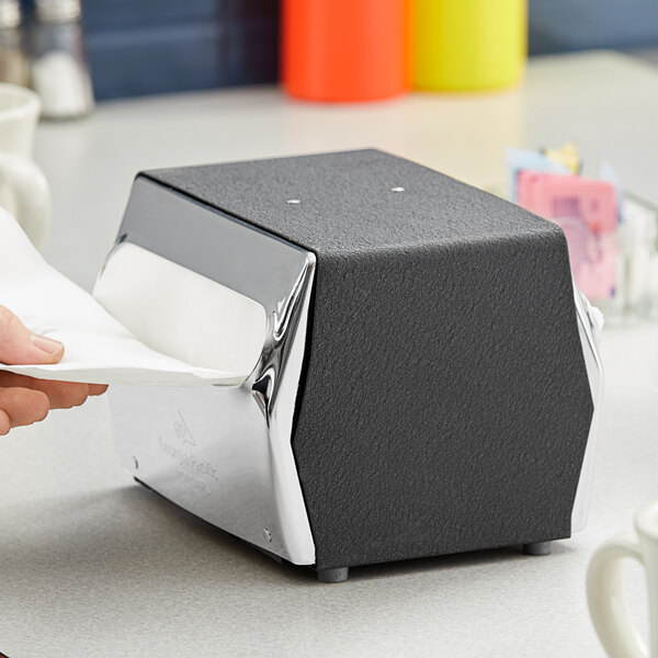 Dixie 200 Capacity Black Fullfold Two-Sided Tabletop Napkin Dispenser ...