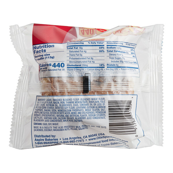 Otis Spunkmeyer Individually Wrapped Wild Blueberry Muffin 4 oz. - 24/Case
