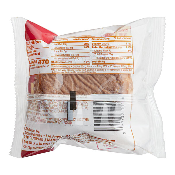 Otis Spunkmeyer Individually Wrapped Banana Nut Muffin 4 oz. - 24/Case