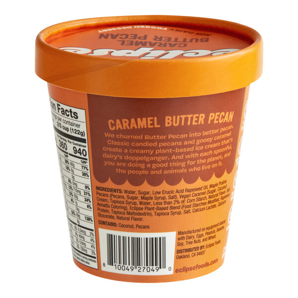 Eclipse Foods Vegan Caramel Butter Pecan Ice Cream 14 fl. oz. - 8/Case