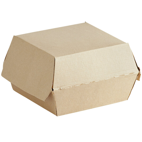 Sabert 4" Square Corrugated Kraft Clamshell Take-Out Box - 400/Case