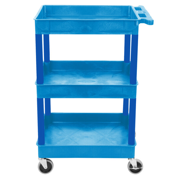 Luxor BUSTC111BU Blue 3 Tub Utility Cart - 18" x 24" x 38 1/2"
