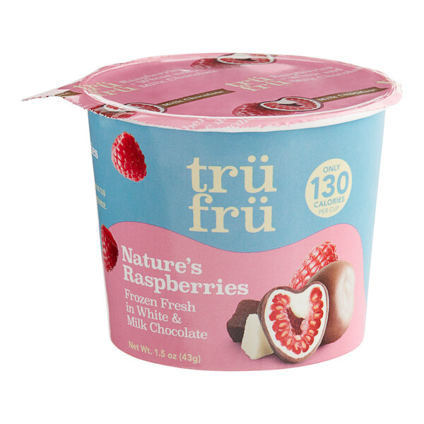 TruFru Frozen White and Milk Chocolate Covered Raspberries 1.5 oz. Cup ...