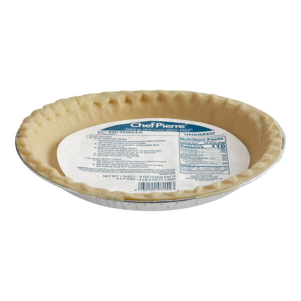 Chef Pierre Unbaked Pie Shell 10" - 20/Case