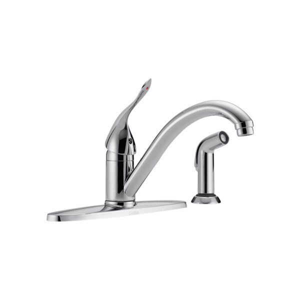 Delta Faucet 400LF-HDF Deck Mount Single Handle Kitchen Faucet with ...
