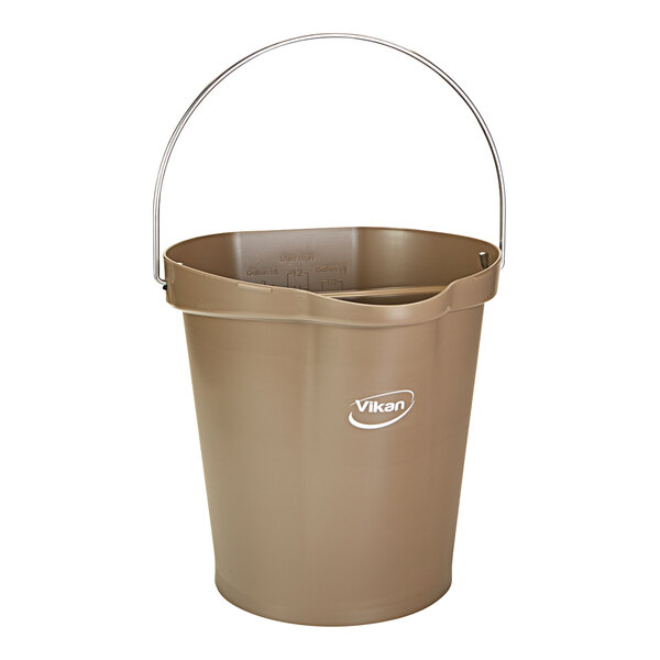 Vikan 568666 3 Gallon Brown Hygiene Bucket