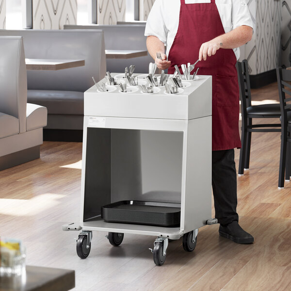 ServIt 24" Stainless Steel Flatware / Tray Cart with 12 Flatware ...