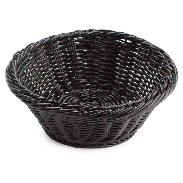 GET WB-1501-BK 9 1/2" x 3 1/2" Designer Polyweave Black Round Basket