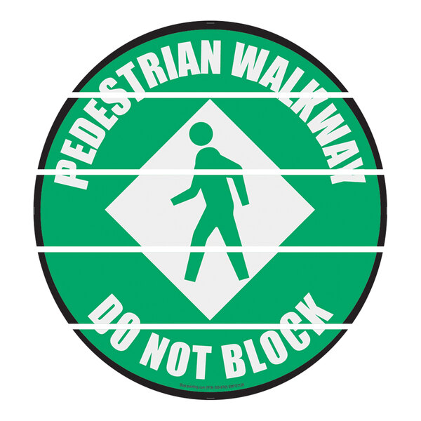 Superior Mark 17 1/2" Green / White "Pedestrian Walkway" Safety Floor Sign