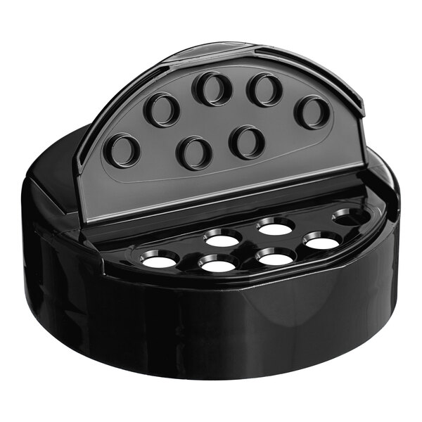 63/485 Black Dual Flapper Spice Lid with 7 Holes - 750/Case