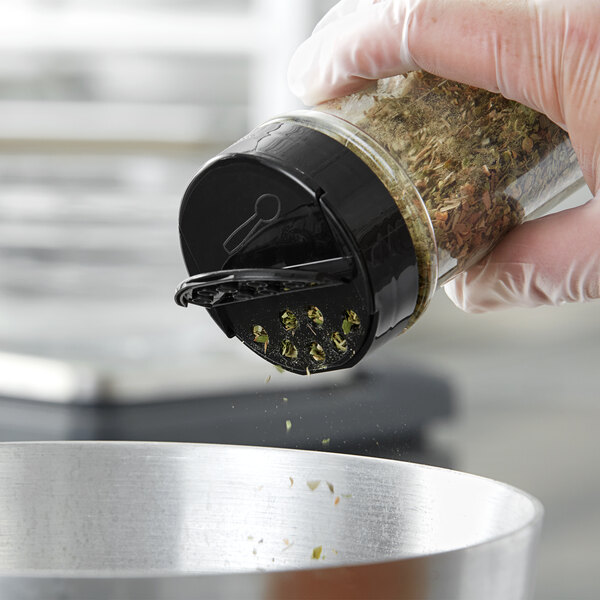 63/485 Black Dual Flapper Spice Lid with 7 Holes - 750/Case
