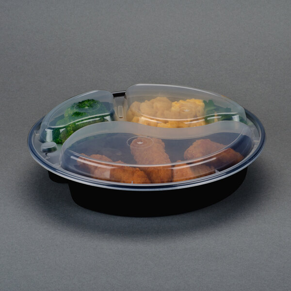 Pactiv Newspring NC9388B Black 39 oz. VERSAtainer 9" x 1 1/2" Round ...