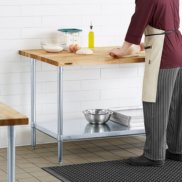 Regency 36" x 60" Wood Top Work Table with Galvanized Base and ...