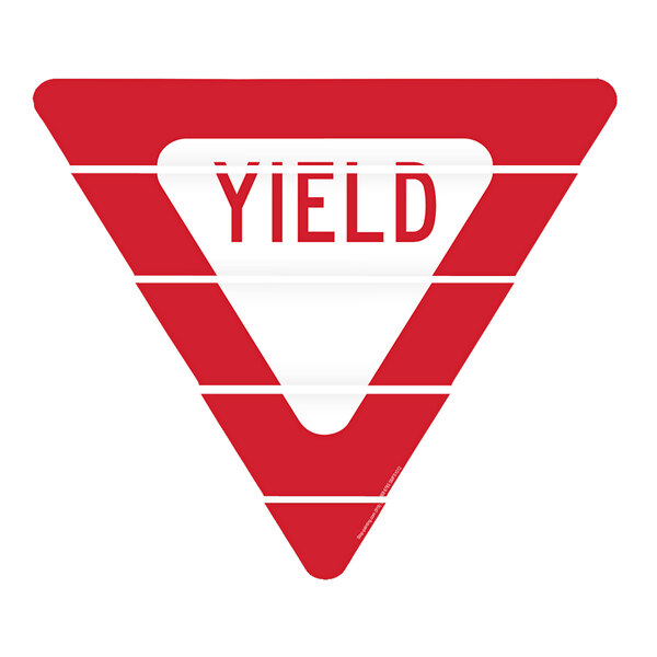 Superior Mark 22'' X 17 1/2" Red / White "Yield Floor" Safety Floor Sign