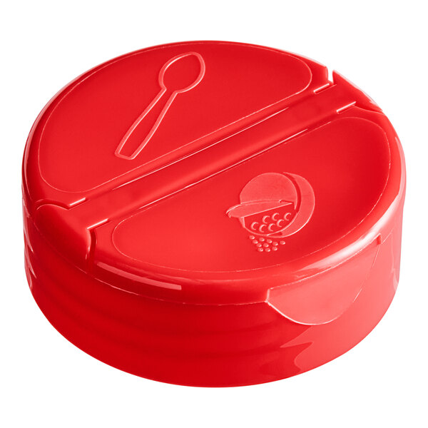 53/485 Red Dual Flapper Spice Lid with 3 Holes - 850/Case