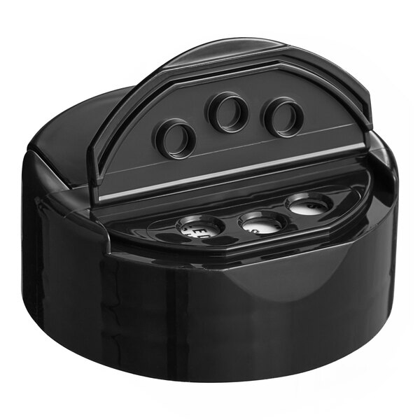 48/485 Black Dual Flapper Heat Induction-Lined Spice Lid with 3 Holes ...