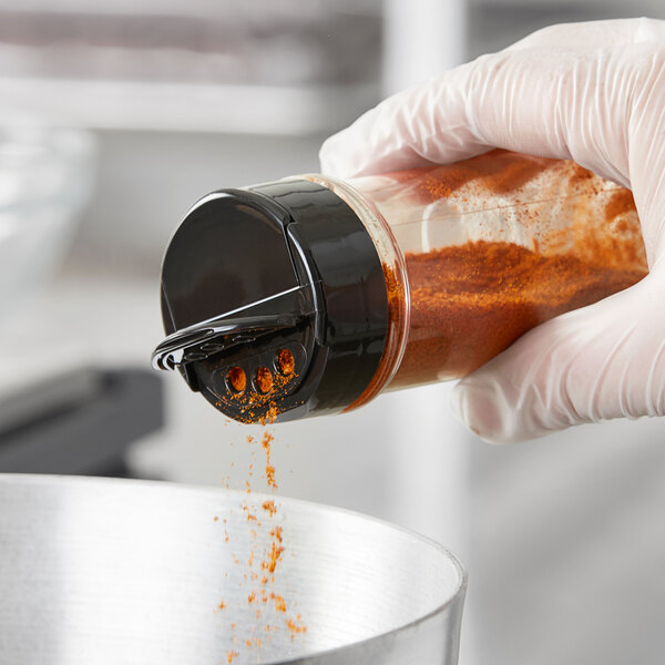 48/485 Black Dual Flapper Heat Induction-Lined Spice Lid with 3 Holes ...
