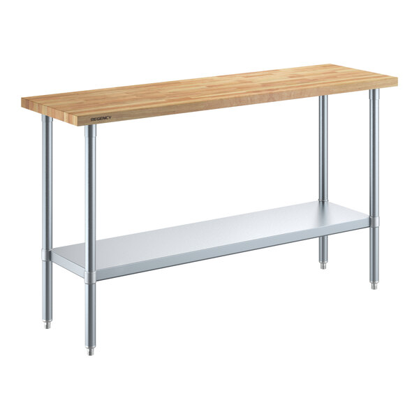 Regency 18" x 60" Wood Top Work Table with Galvanized Base and ...