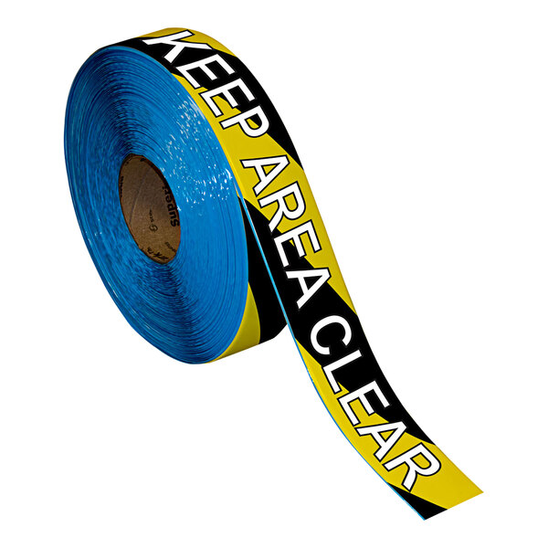 Superior Mark 2" x 100' Black / Yellow Striped "Keep Area Clear" Safety ...