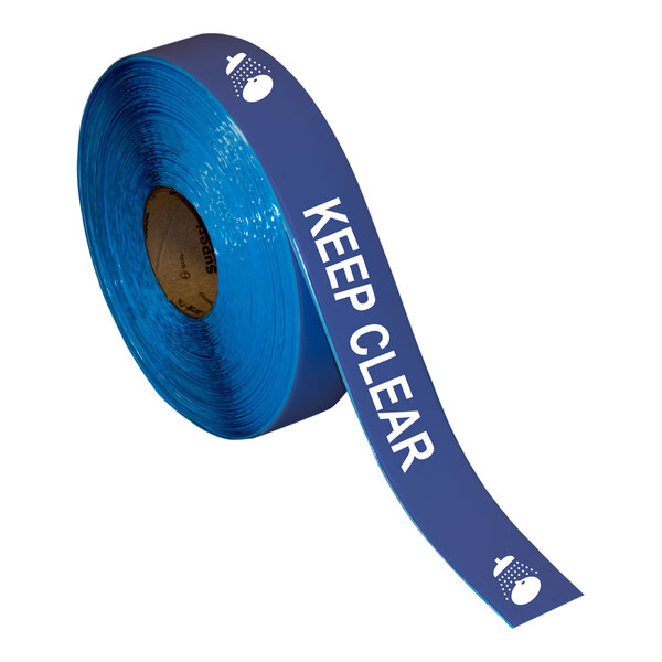 Superior Mark 2" x 100' Blue / White Eye Wash "Keep Clear" Safety Floor ...