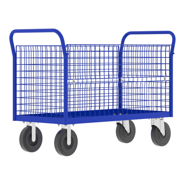 Valley Craft 48" x 24" x 37" Blue 4-Sided Platform Cage Cart F80126VCBL ...