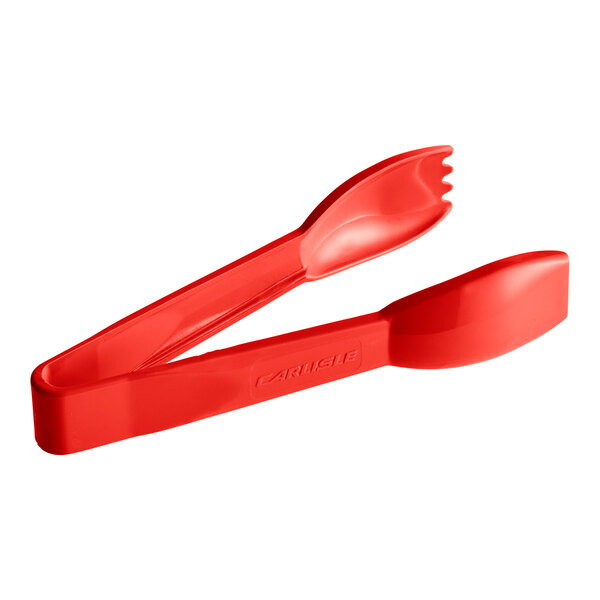 Carlisle 460605 Carly 6" Red Plastic Salad Tongs