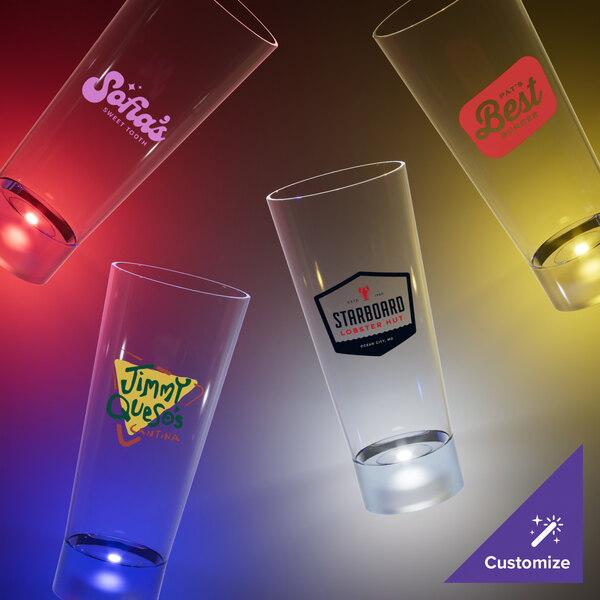 10 oz. Customizable Plastic Cup with White LED Light - 50/Case