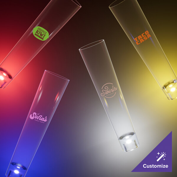 7 oz. Customizable Plastic Champagne Shooter with White LED Light - 48/Case