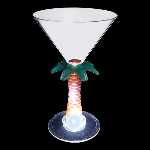 7 oz. Plastic Palm Tree Stem Martini Cup with LED Light - 48/Case