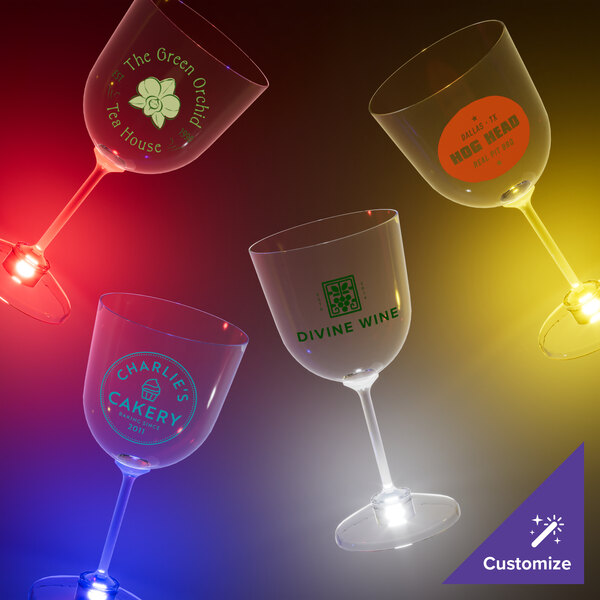 14 oz. Customizable Plastic Goblet with White LED Light - 24/Case