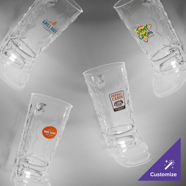 20 oz. Customizable Plastic Cowboy Boot Mug with White LED Light - 48/Case