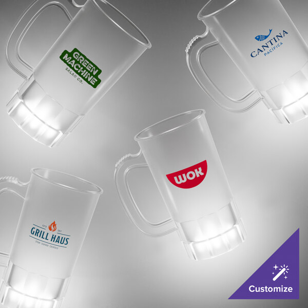 14 oz. Customizable Plastic Fluted Mug with 5 White LED Lights - 50/Case