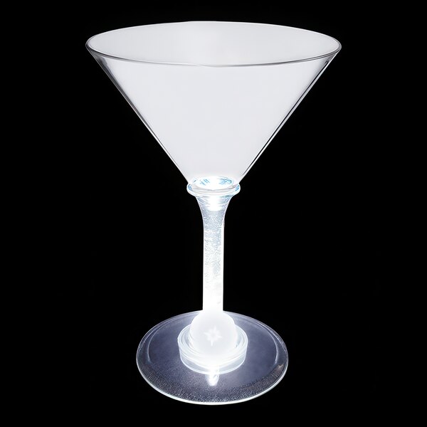 7 oz. Customizable Plastic Martini Cup with White LED Light - 48/Case