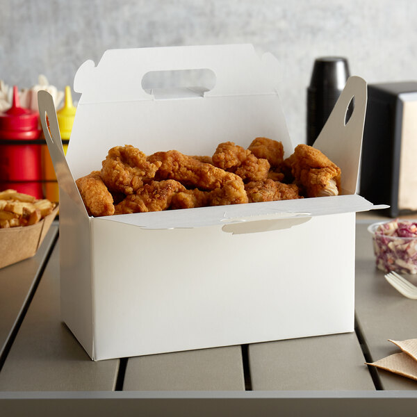 9 1/2" x 5" x 5" White Barn Take Out Lunch Box / Chicken Box - 125/Case
