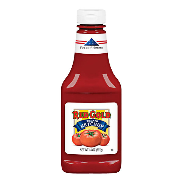 Red Gold 33% Fancy Tomato Ketchup 14 oz. Squeeze Bottle - 24/Case